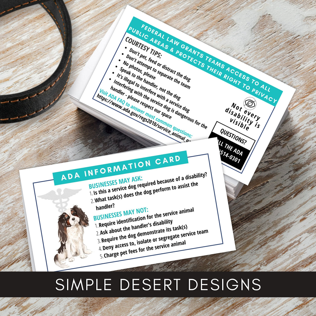 Cavalier King Charles Service Dog Cards Customizable | Simple Desert ...