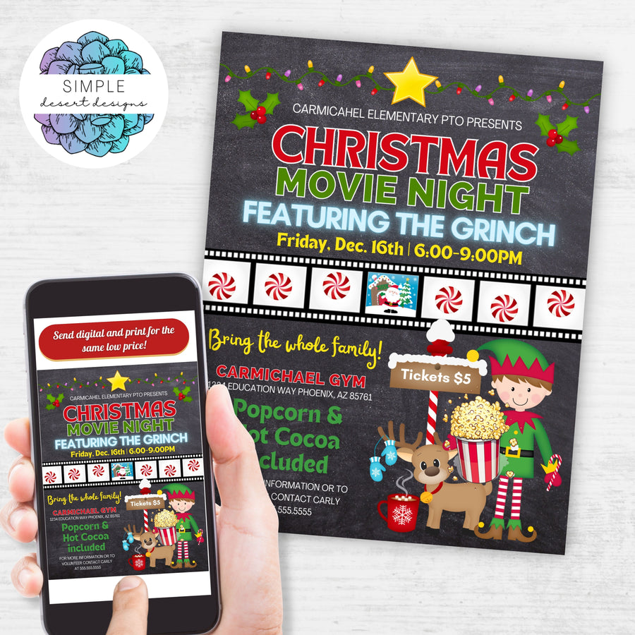 Christmas Movie Night Flyers – Simple Desert Designs