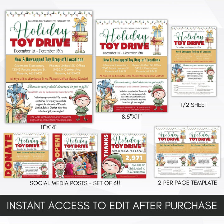 Charity Elf Toy Drive Flyers Christmas – Simple Desert Designs