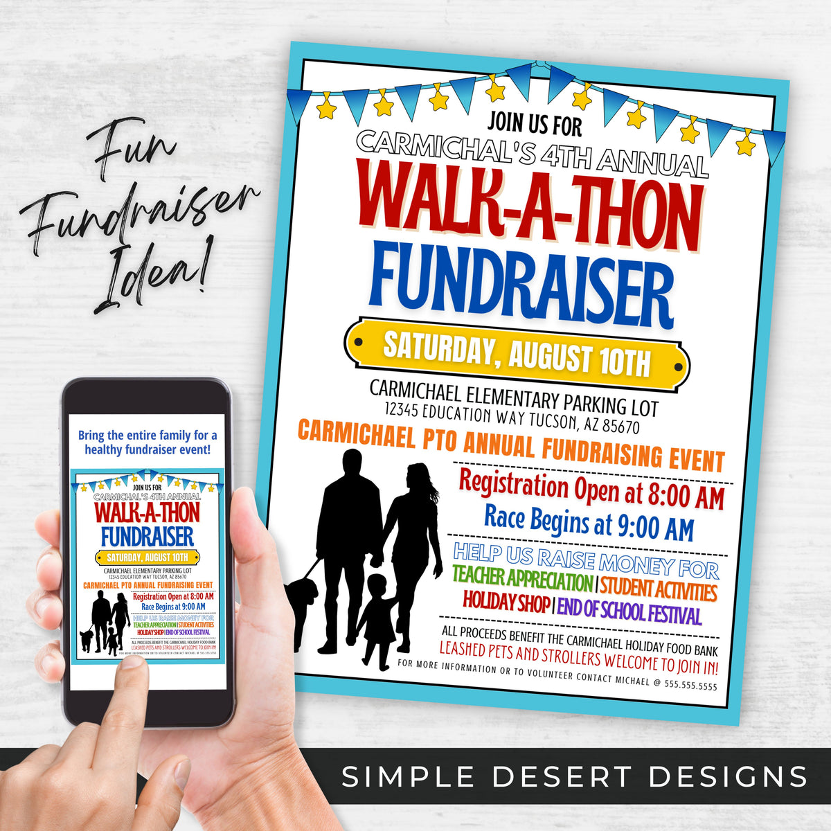 Charity Walkathon Flyer Template - Simple Desert Designs