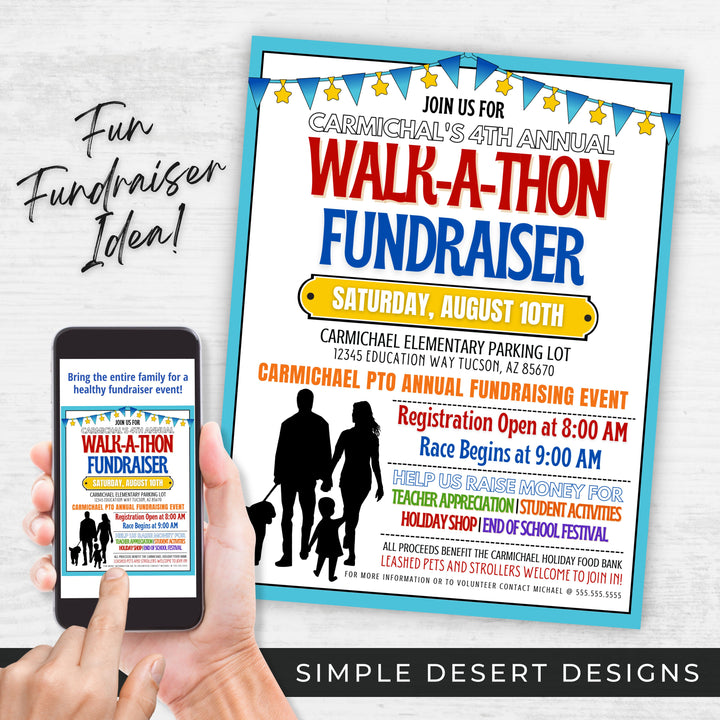 Charity Event Flyer Walkathon – Simple Desert Designs