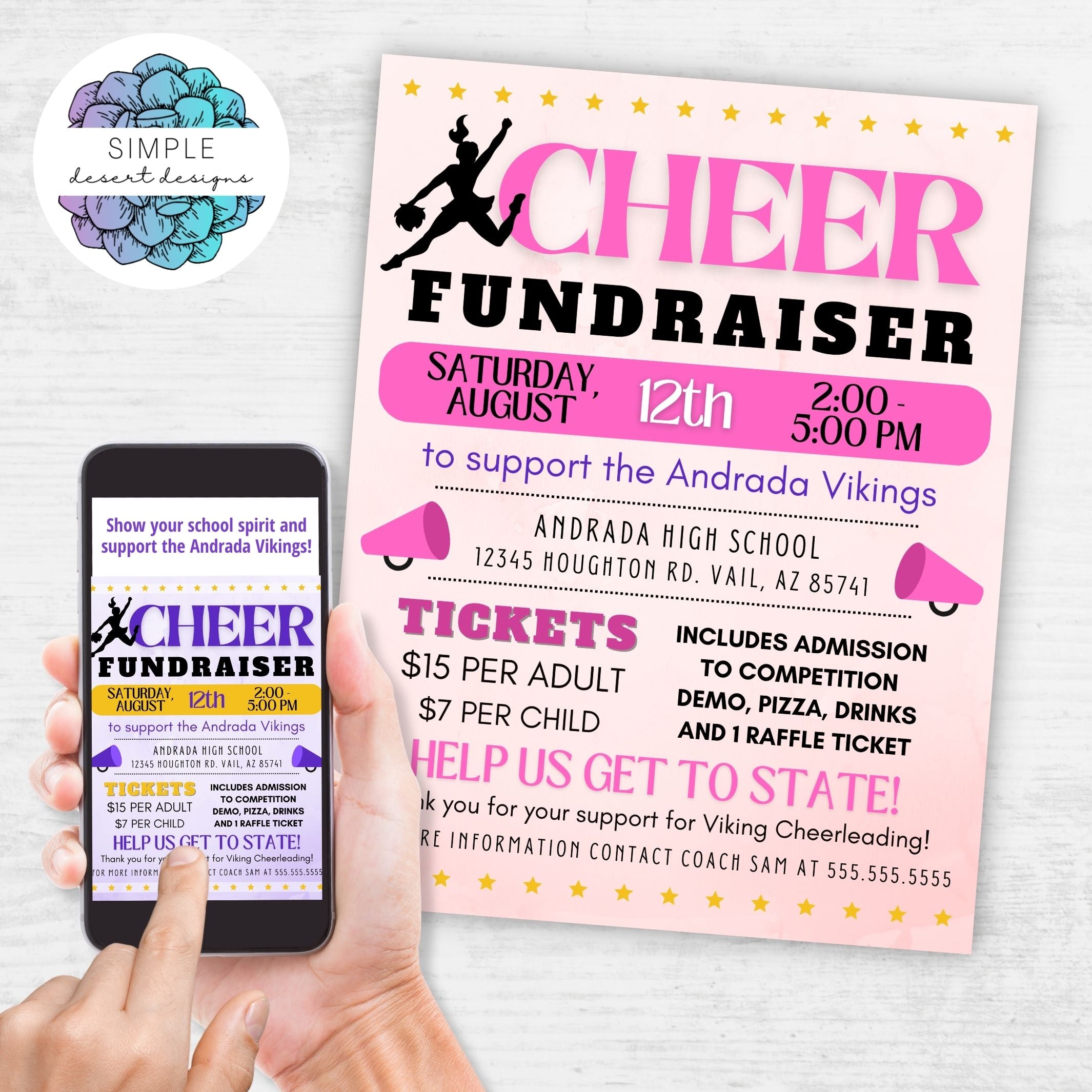Bright Cheer Fundraiser Flyer – Simple Desert Designs