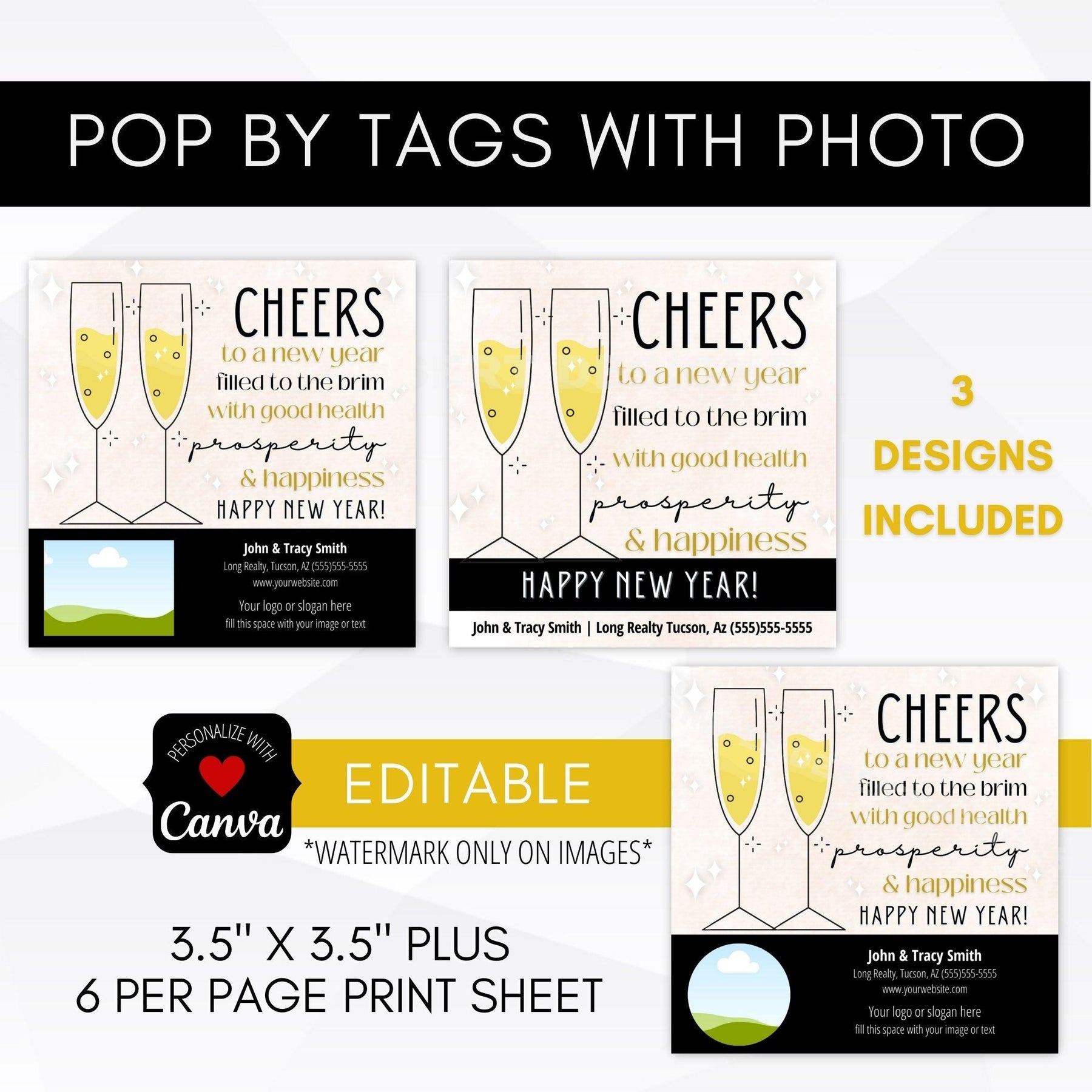 Cheers Pop By Tags Editable Square Set – Simple Desert Designs