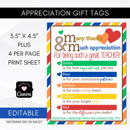 Many Thanks Much Appreciation Candy Grams – Simple Desert Designs