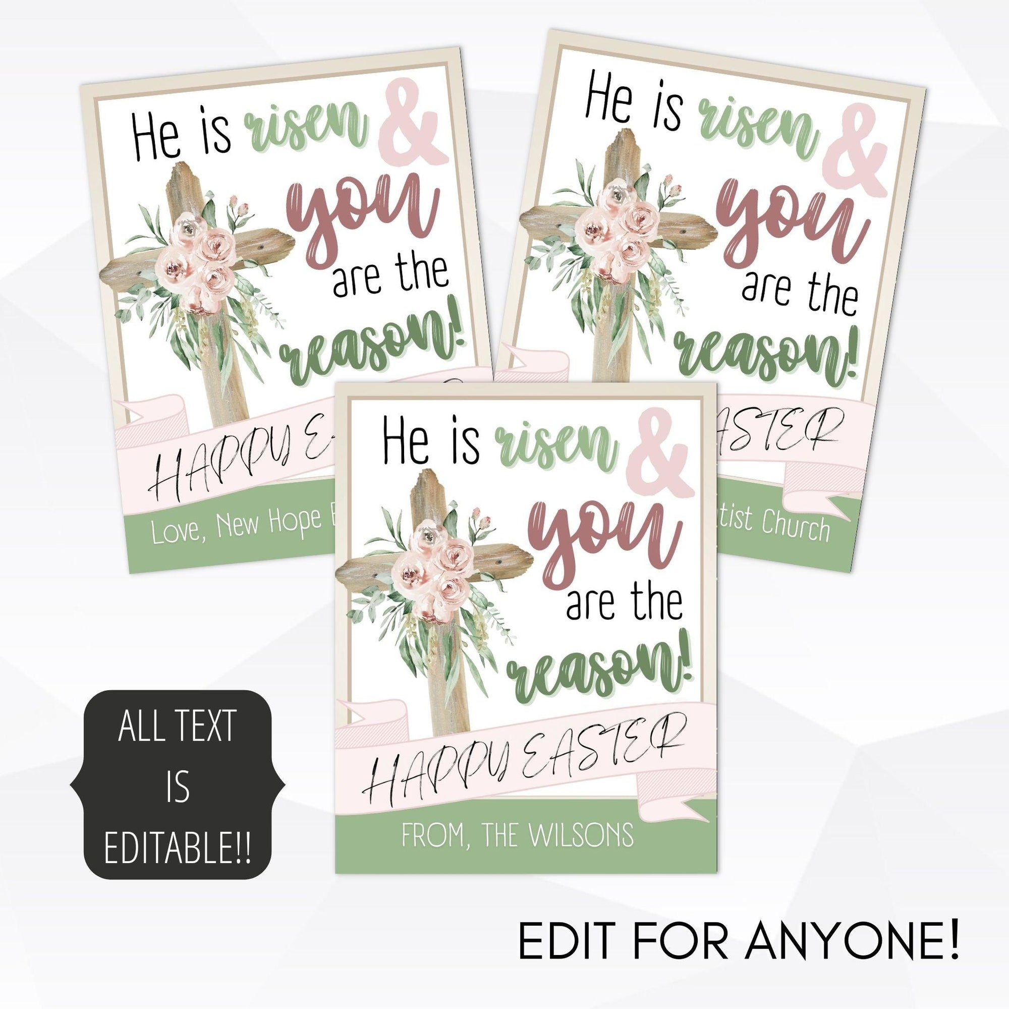 Christian Easter Cross Gift Tag Template - Simple Desert Designs