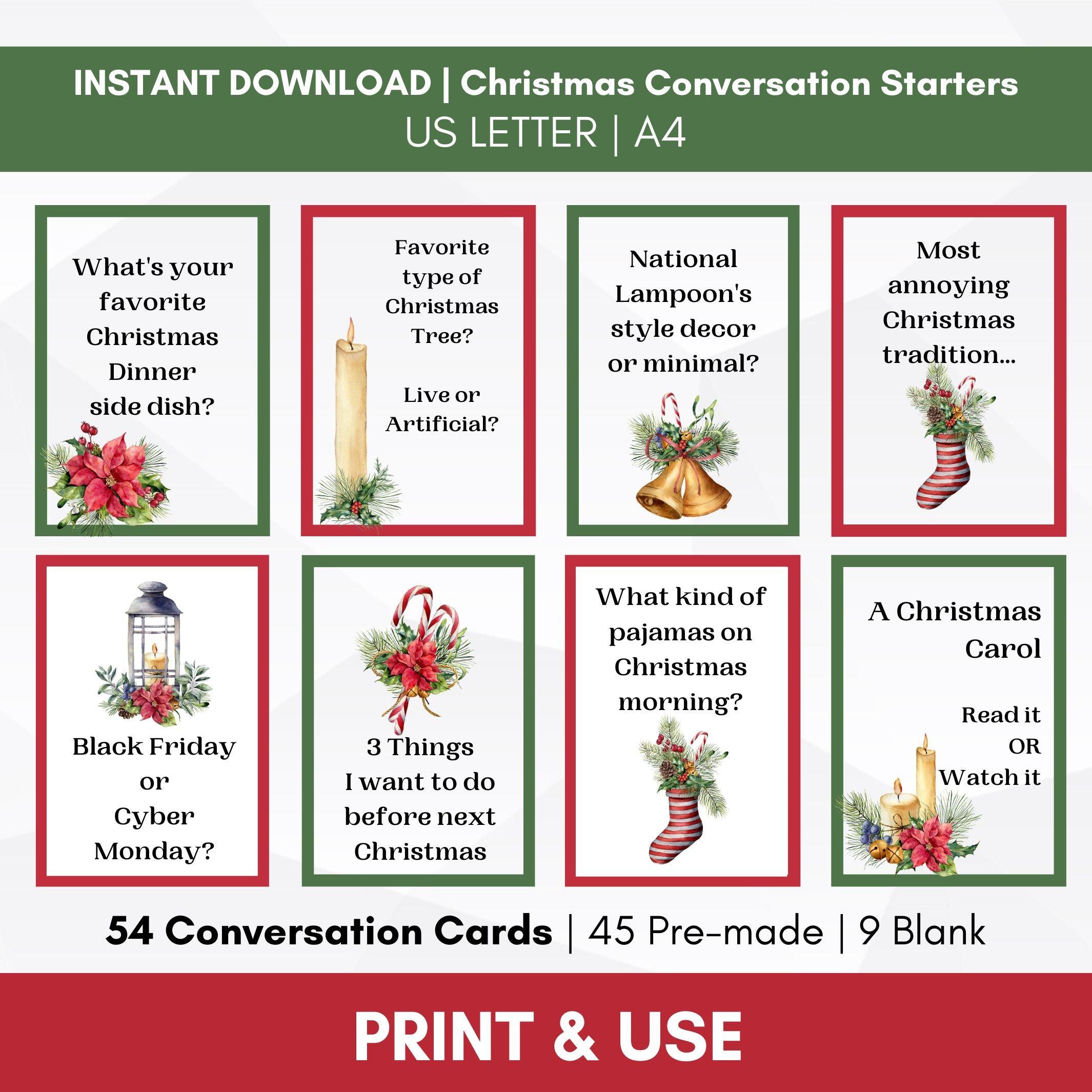 54 Christmas Conversation Starters Cards – Simple Desert Designs