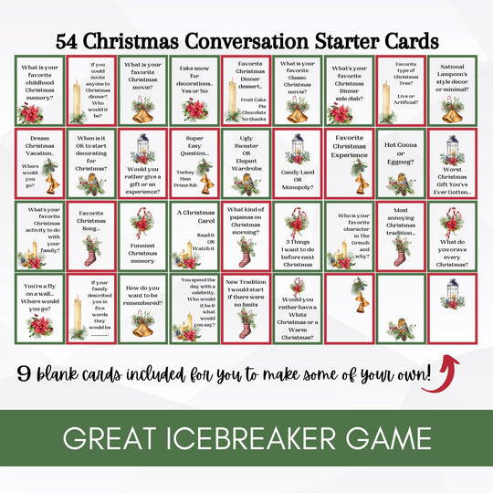 54 Christmas Conversation Starters Cards – Simple Desert Designs