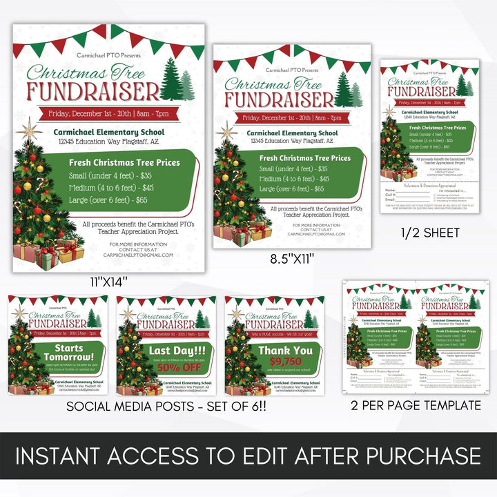 Christmas Tree Fundraiser Flyer Bundle | Simple Desert Designs