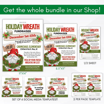 Christmas Wreath Fundraiser Flyer Poster Set | Simple Desert Designs