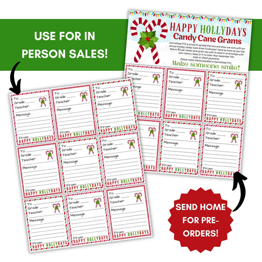 Candy Cane Gram Fundraiser Flyers Set | Simple Desert Designs