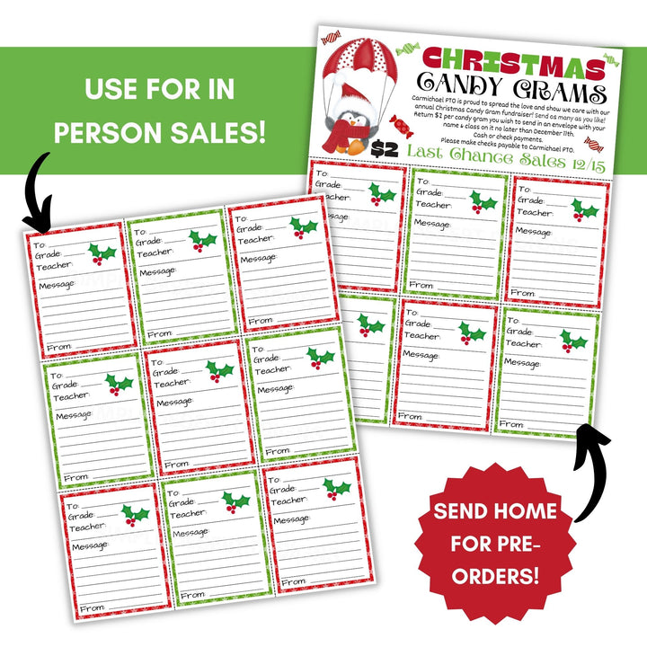 Christmas Candy Grams Fundraiser Flyers | Simple Desert Designs