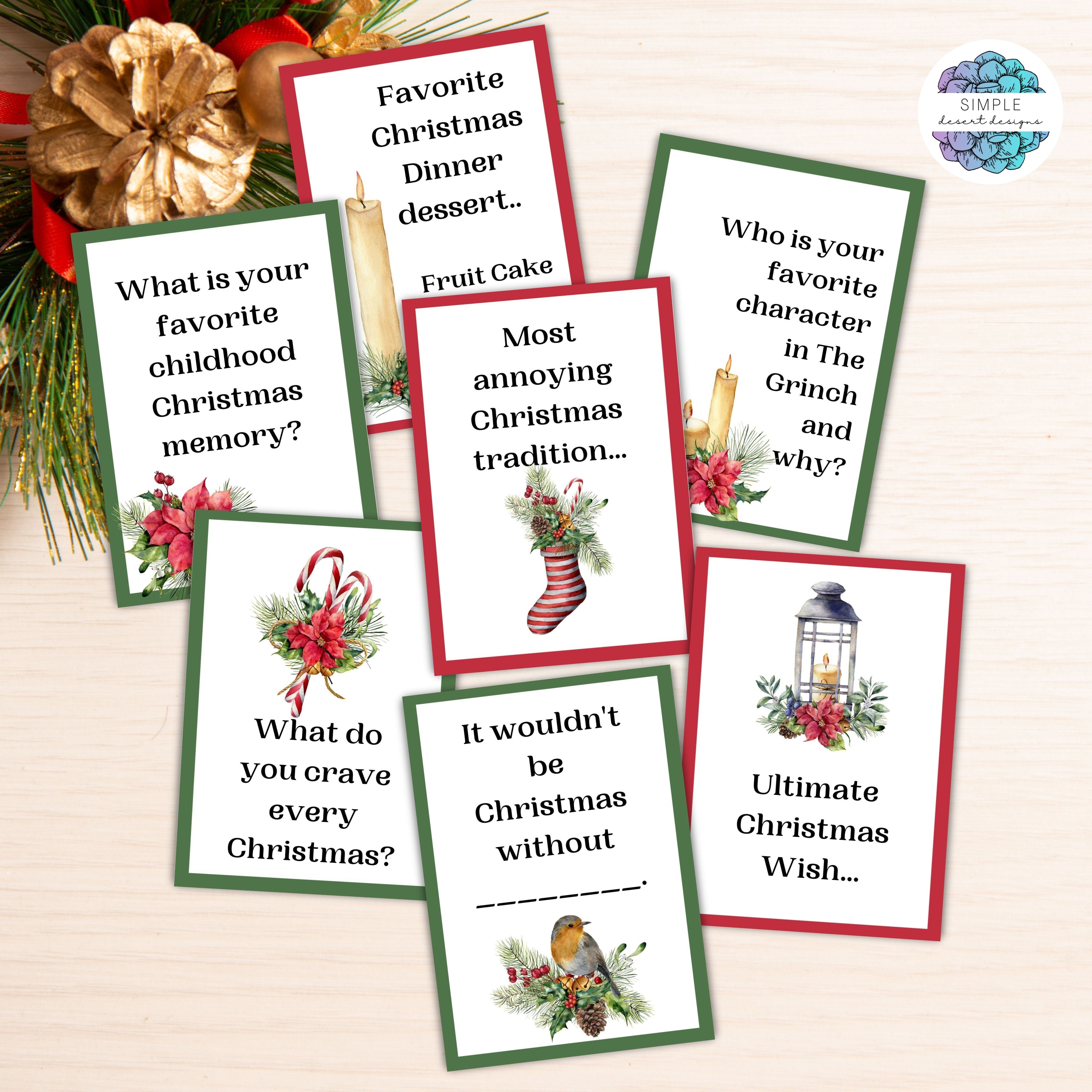 54 Christmas Conversation Starters Cards – Simple Desert Designs