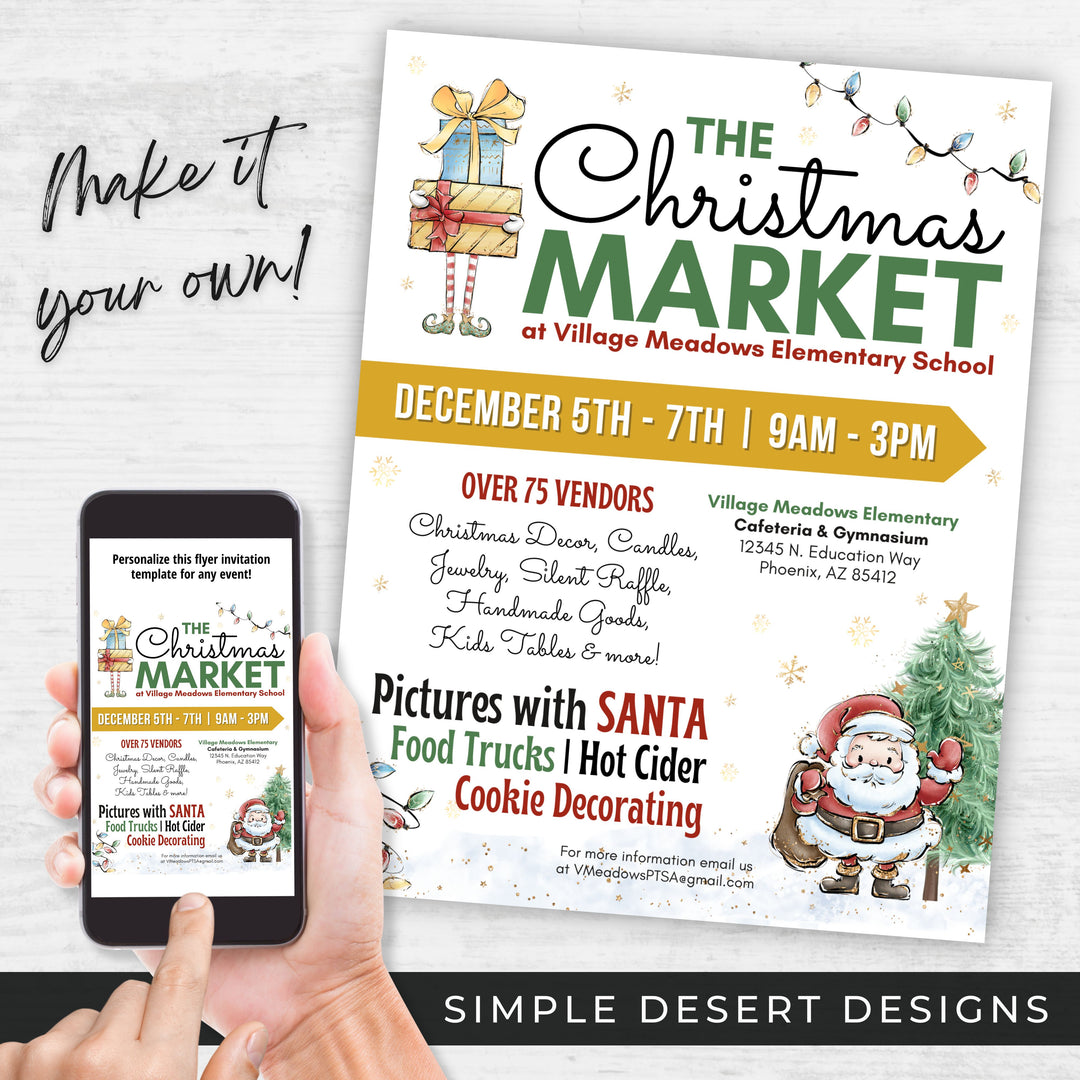 Christmas Market Fundraiser Flyers Set | Simple Desert Designs