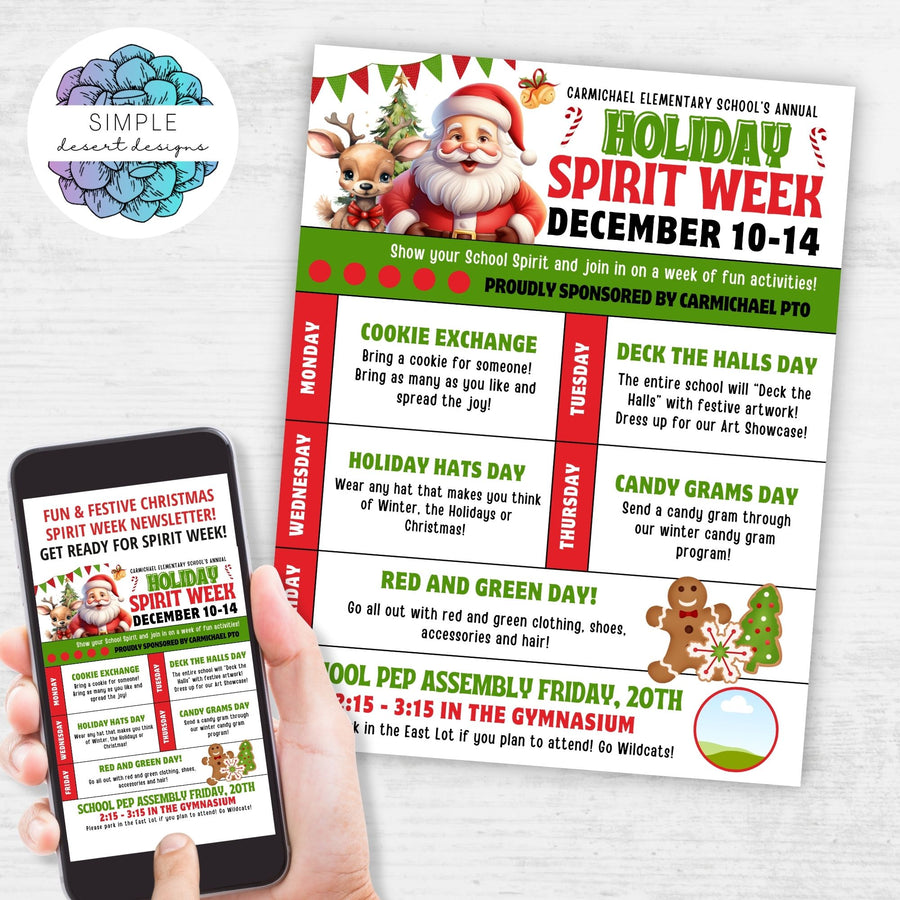 Cute Christmas Spirit Week Flyer Template – Simple Desert Designs