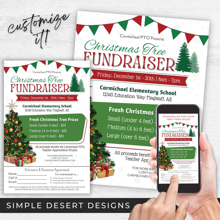 Christmas Tree Fundraiser Flyer Bundle – Simple Desert Designs