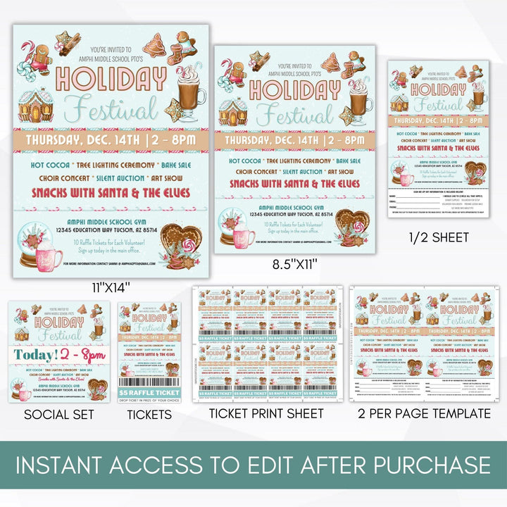 Color Holiday Festival Christmas Flyer Poster Ticket Bundle | Simple ...