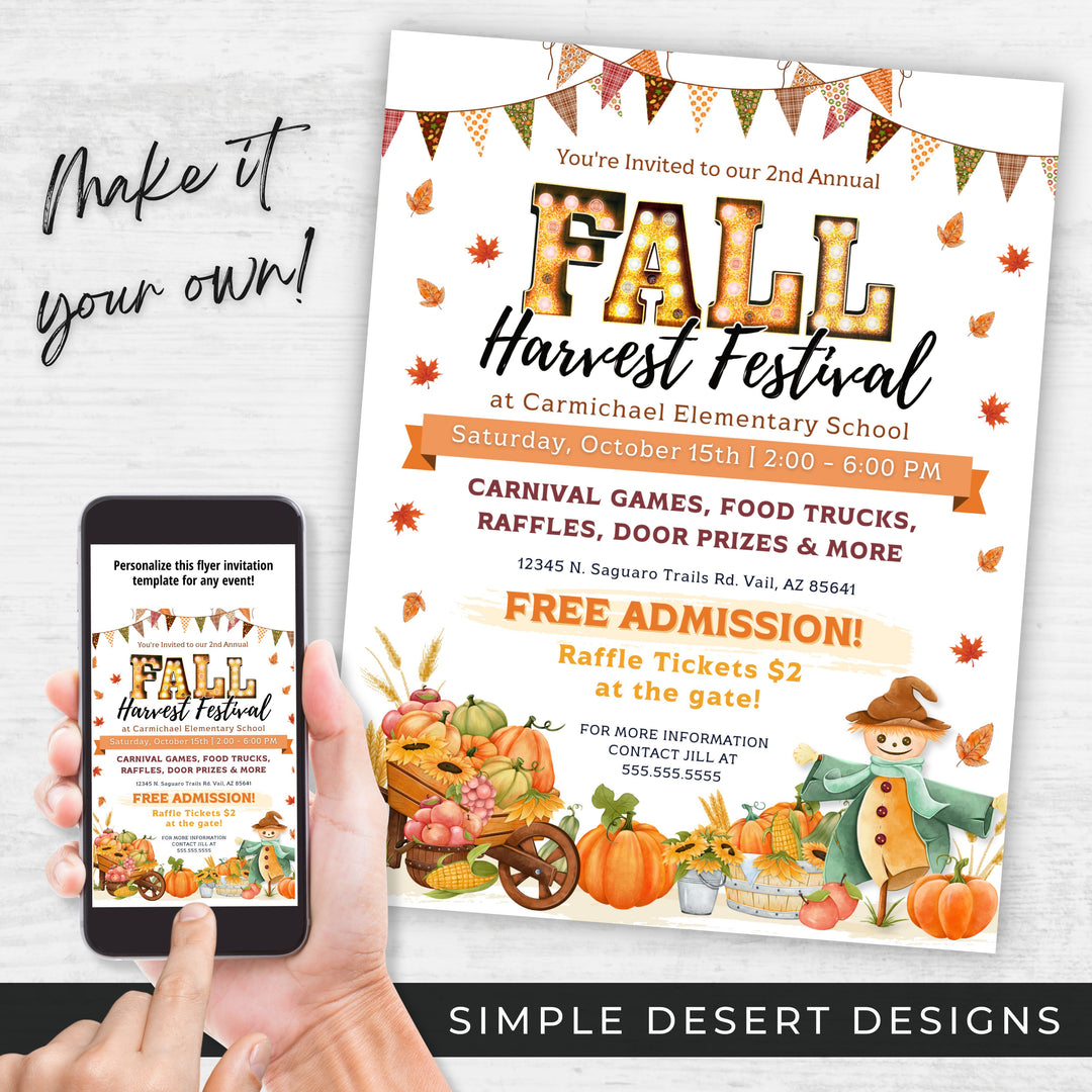 Colorful Fall Harvest Festival Flyer | Simple Desert Designs