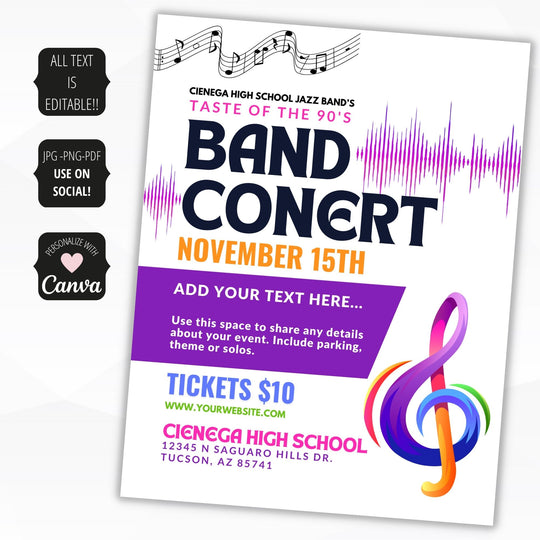 Colorful School Band Flyer Set | Simple Desert Designs