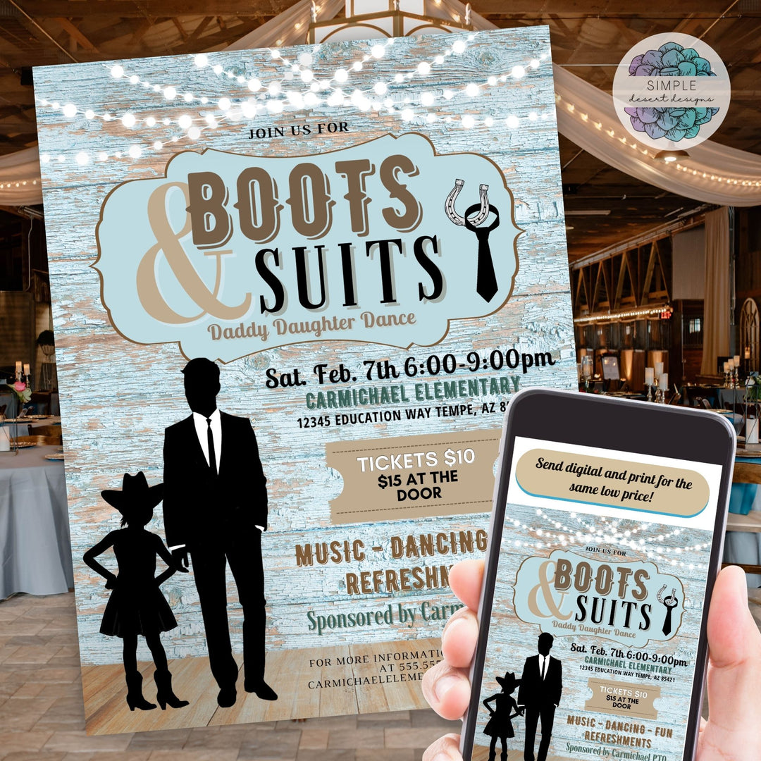 Country Western Daddy Daughter Dance Flyers | Simple Desert Designs