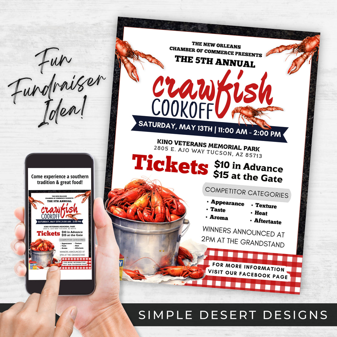 Crawfish Boil Flyer Poster Set | Simple Desert Designs