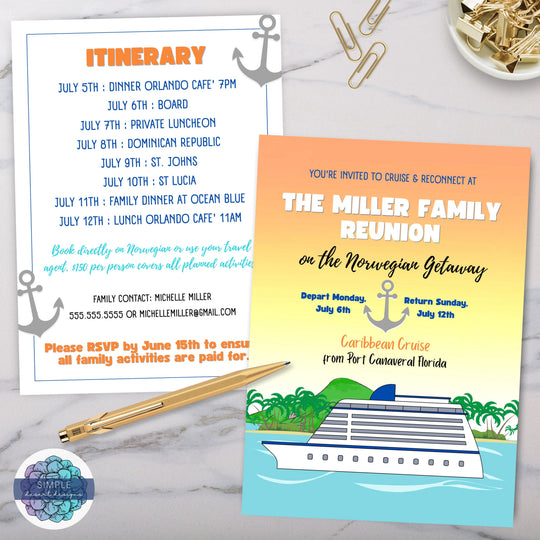 Cruise Family Reunion Invitation – Simple Desert Designs