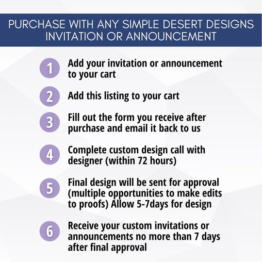 Custom Invitation Design Printing 100 – Simple Desert Designs