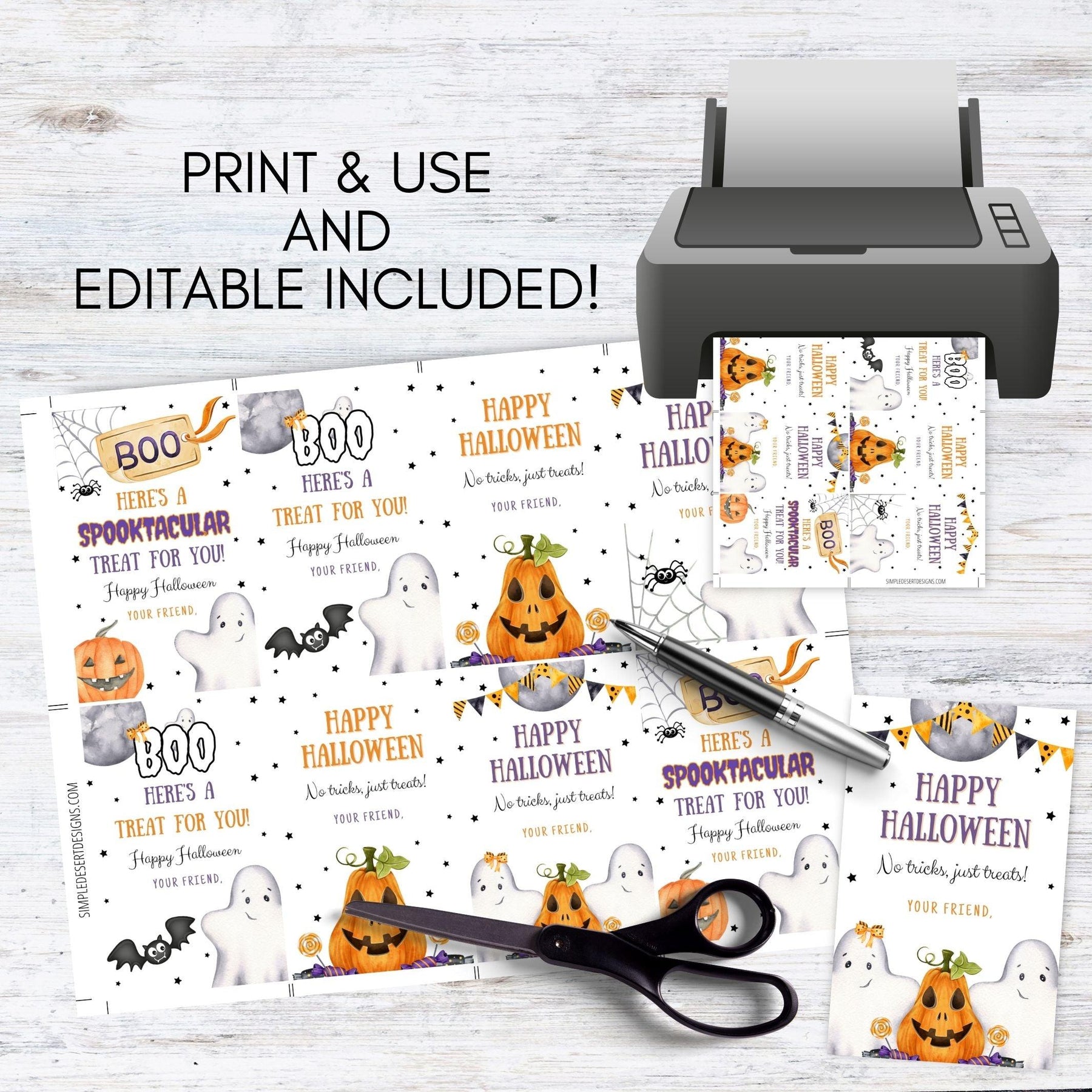 Cute Editable Halloween Treat Tags – Simple Desert Designs