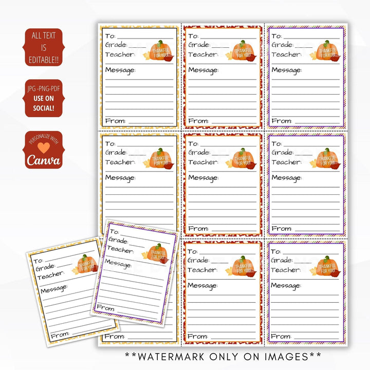 Cute Gratitude Grams Thanksgiving Set – Simple Desert Designs
