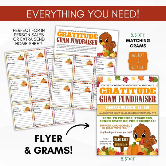 Cute Gratitude Grams Thanksgiving Set – Simple Desert Designs