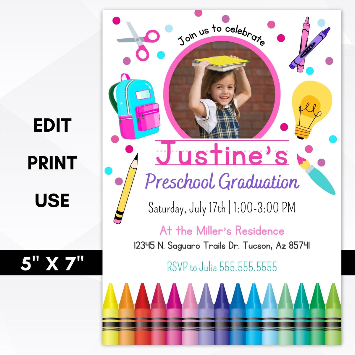 Preschool Graduation Invitation Template - Simple Desert Designs