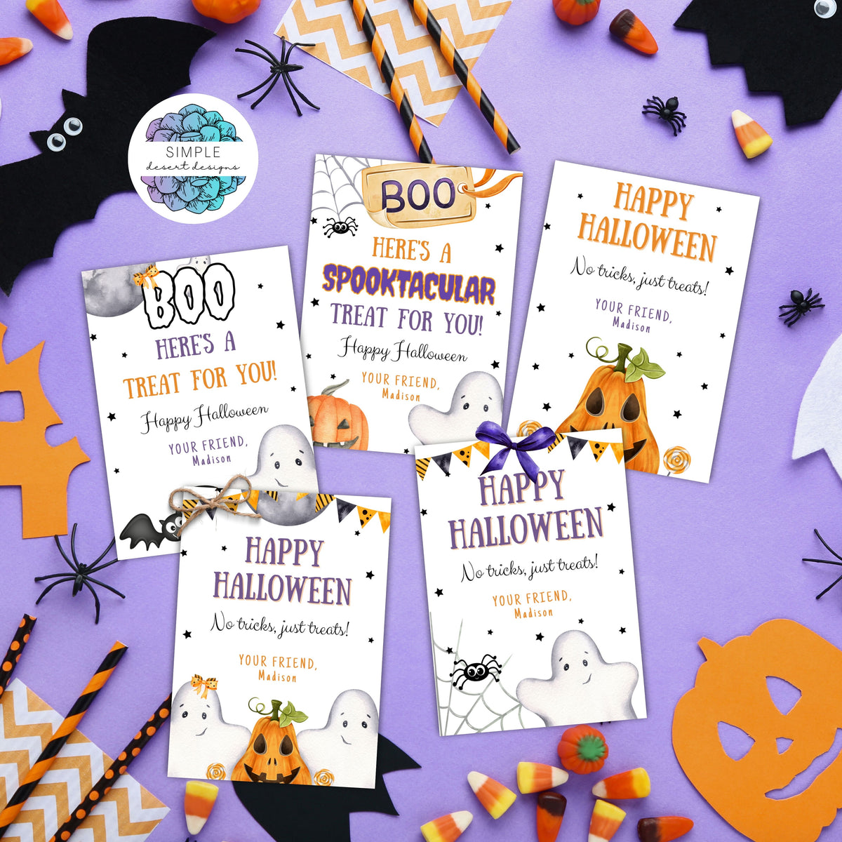 Editable Halloween Treat Tags for Candy Grams - Simple Desert Designs