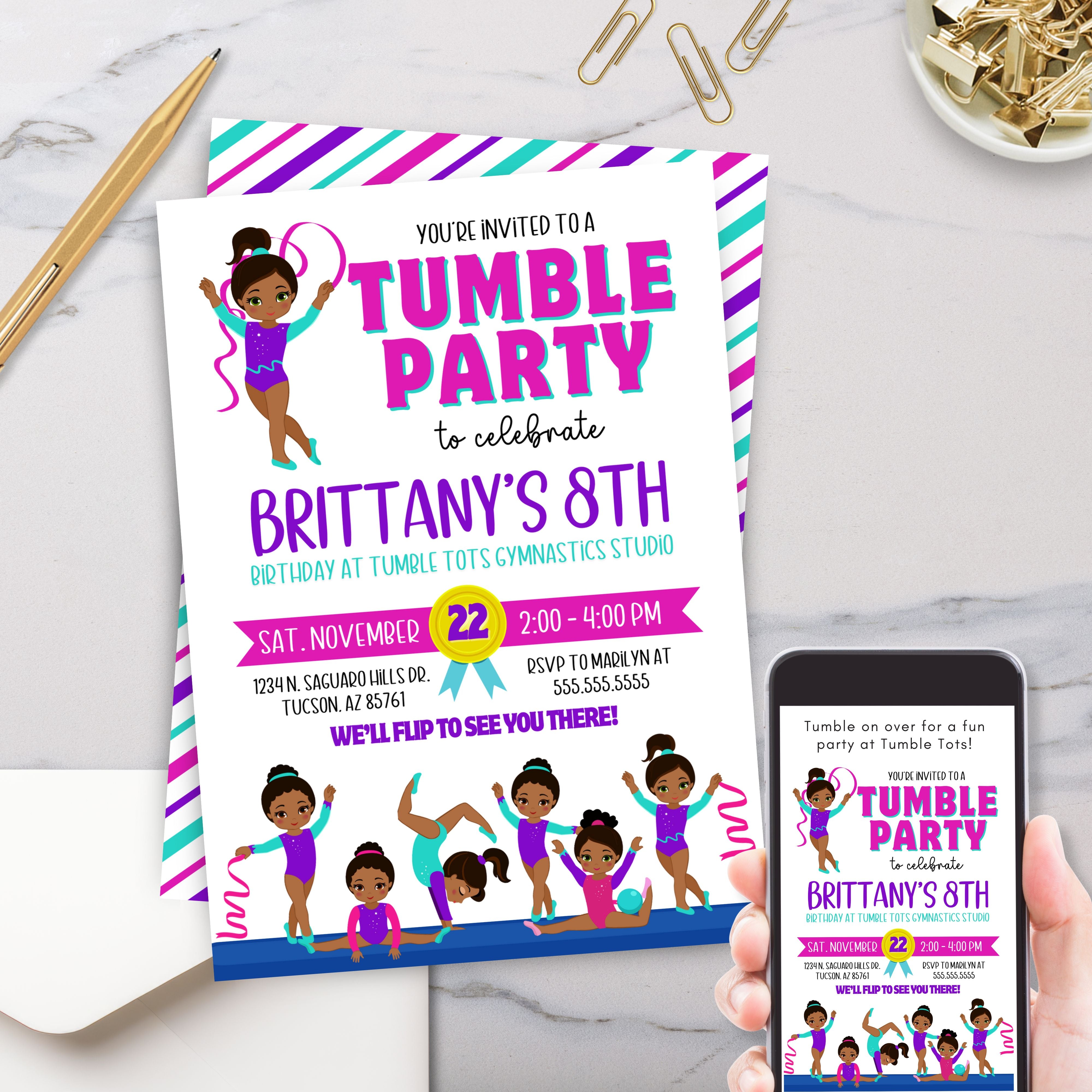 Cute Tumble Party Invitation – Simple Desert Designs