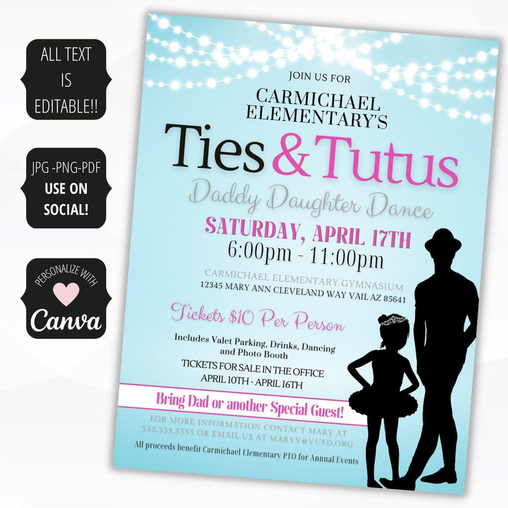 Daddy Daughter Dance Flyer Blue – Simple Desert Designs