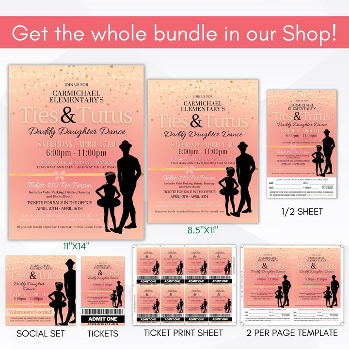 Daddy Daughter Dance Flyer SET Peach – Simple Desert Designs