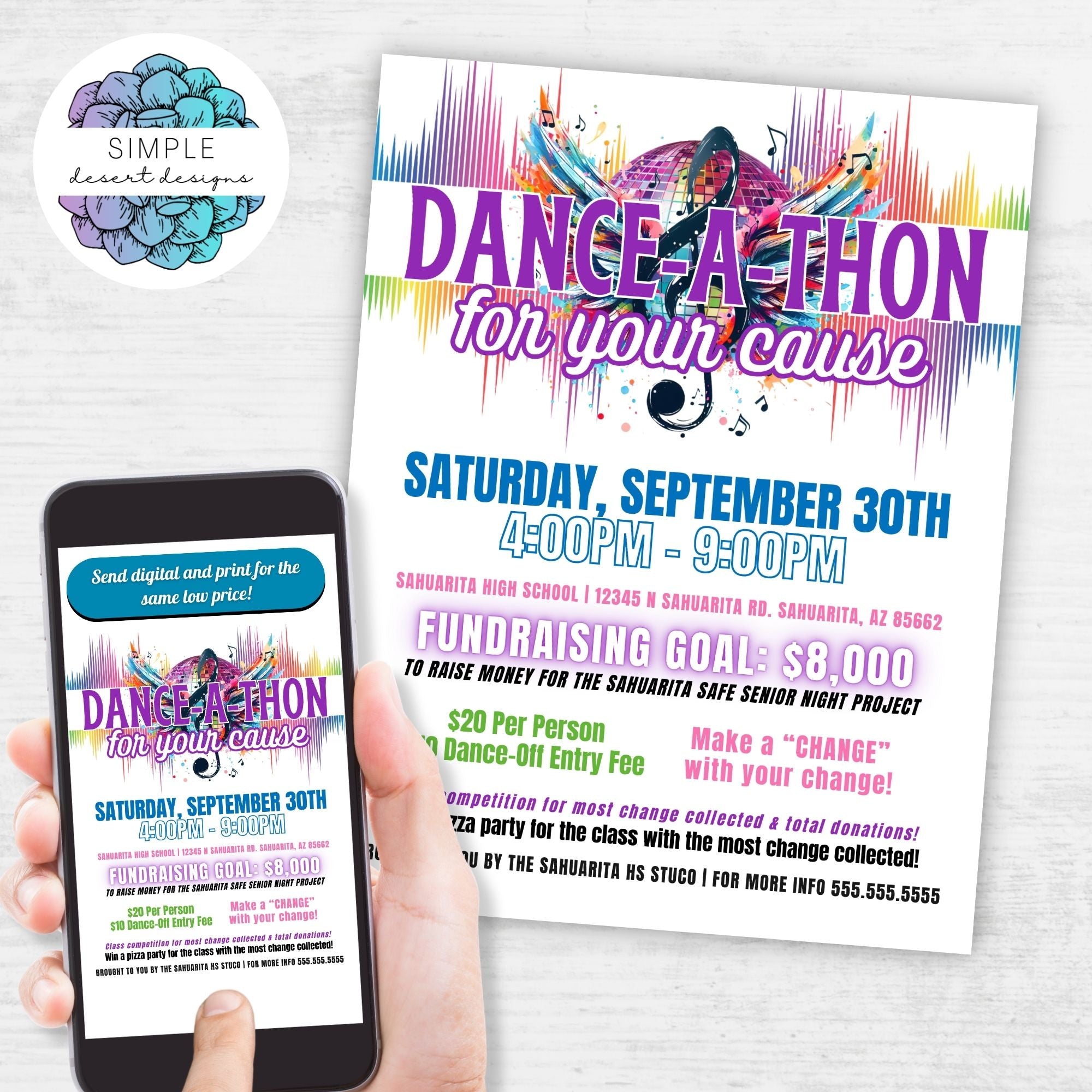 Dance A Thon Fundraiser Benefit Flyer – Simple Desert Designs