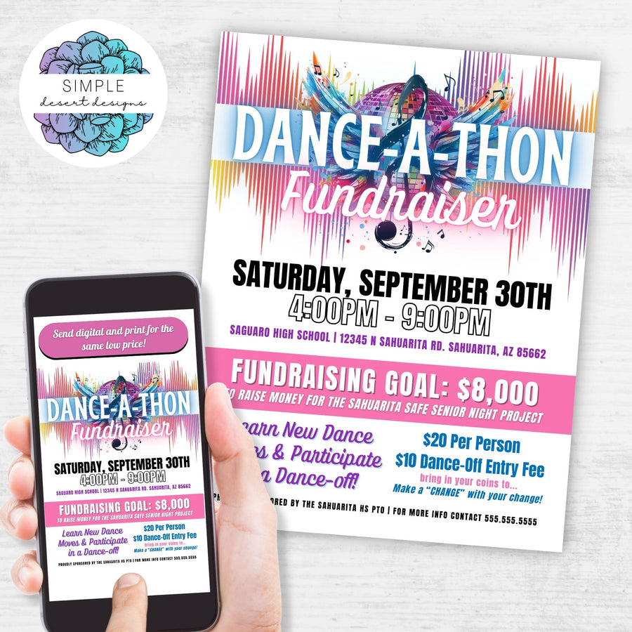Danceathon Fundraiser Flyers | Simple Desert Designs