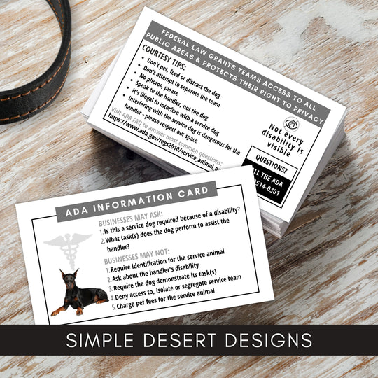 Service Dog ADA Law Etiquette Cards – Simple Desert Designs