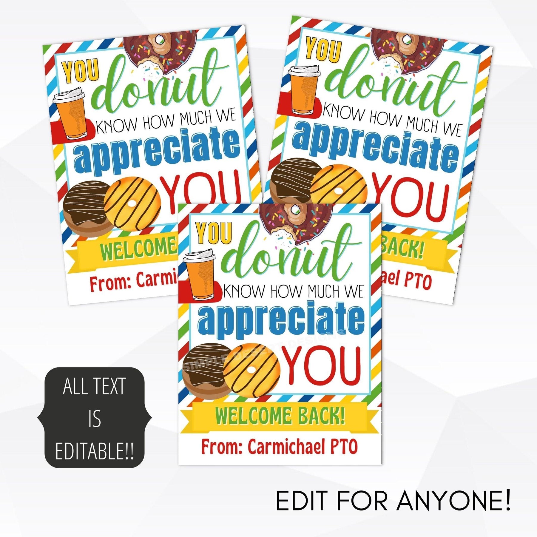Donut Appreciation Tags Back to School – Simple Desert Designs