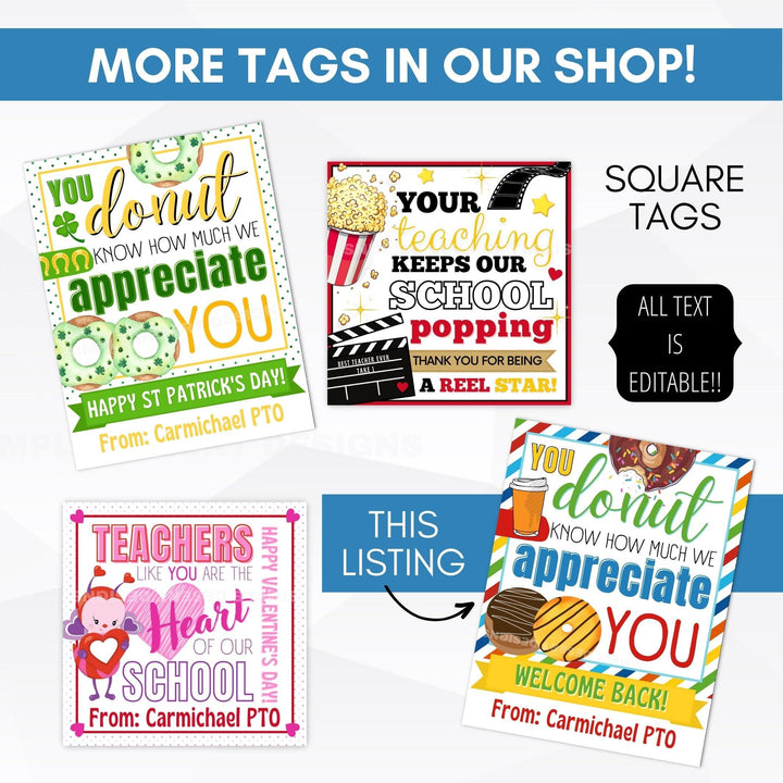 Donut Appreciation Tags Back to School – Simple Desert Designs