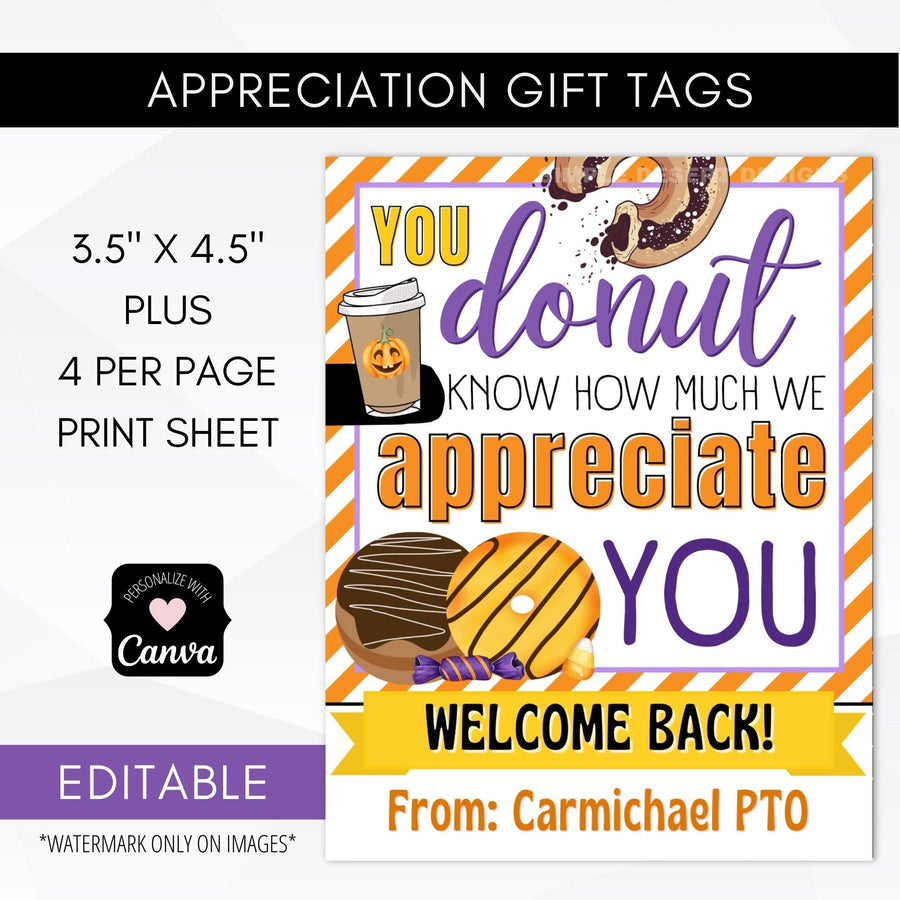 Donut Appreciation Tags Halloween – Simple Desert Designs