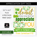 Donut Appreciation Tags St Patricks | Simple Desert Designs