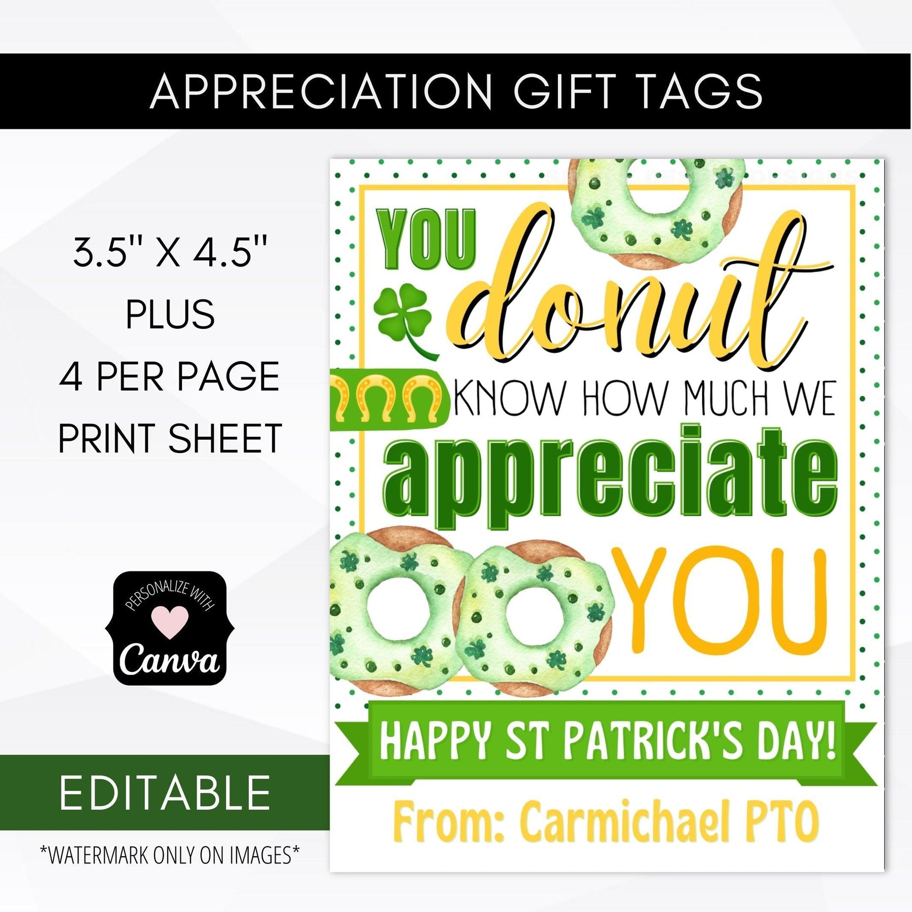 Donut Appreciation Tags St Patricks – Simple Desert Designs