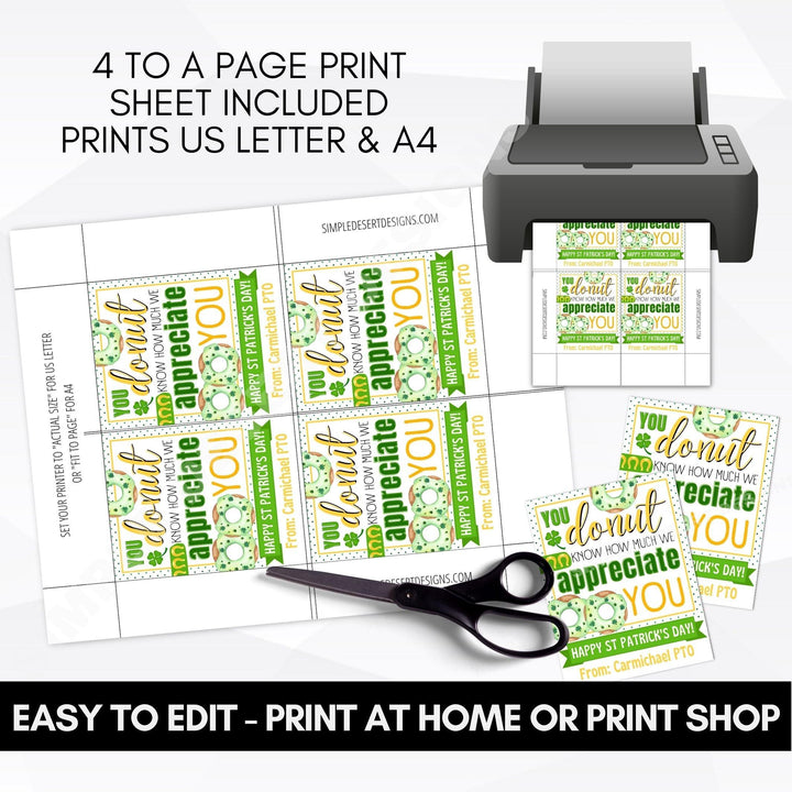 Donut Appreciation Tags St Patricks | Simple Desert Designs