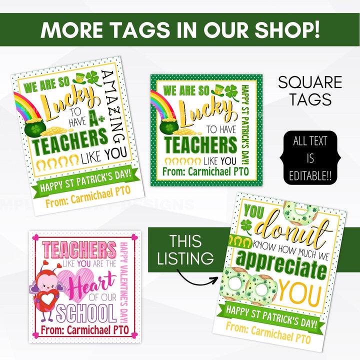 Donut Appreciation Tags St Patricks | Simple Desert Designs