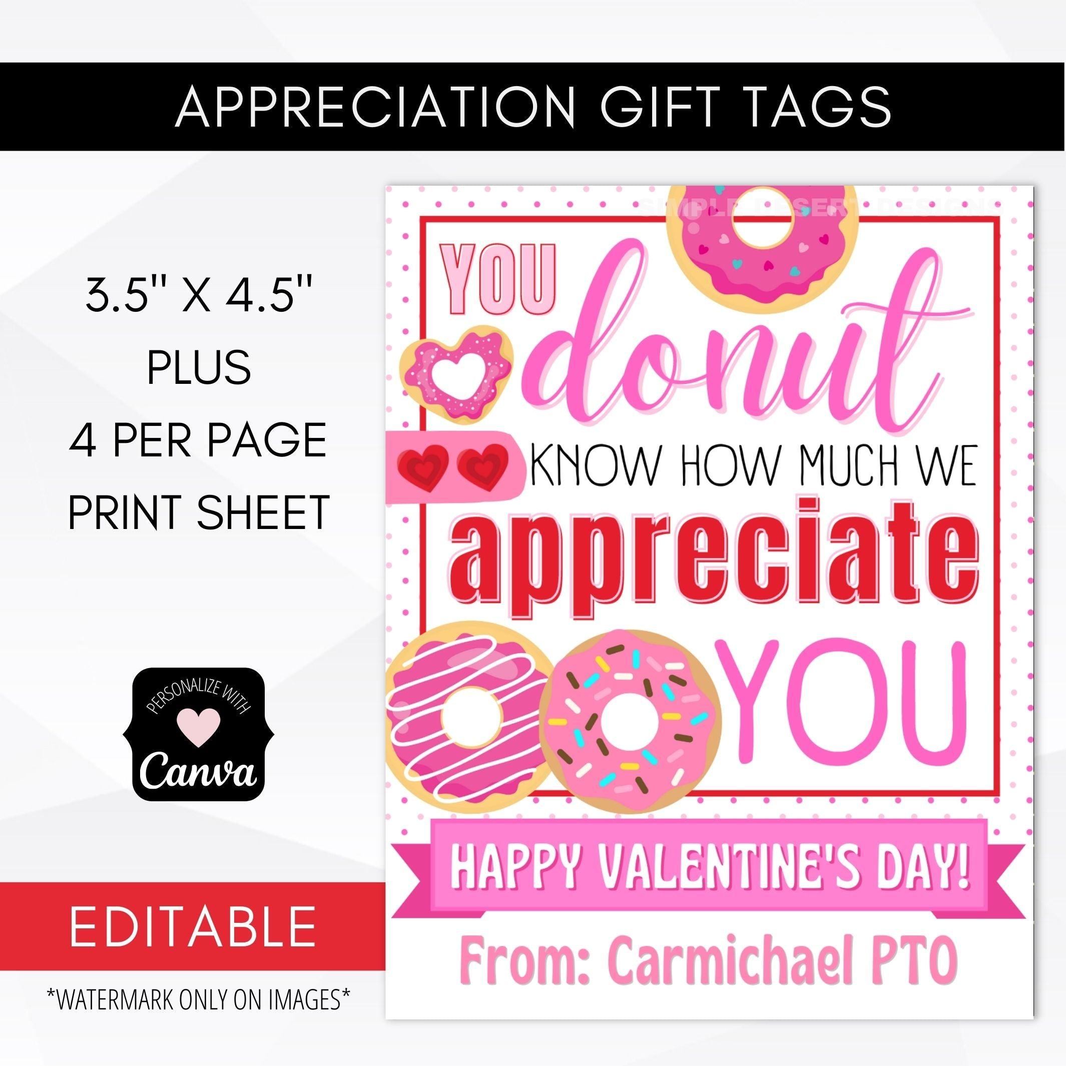 Donut Appreciation Tags Valentines Day – Simple Desert Designs