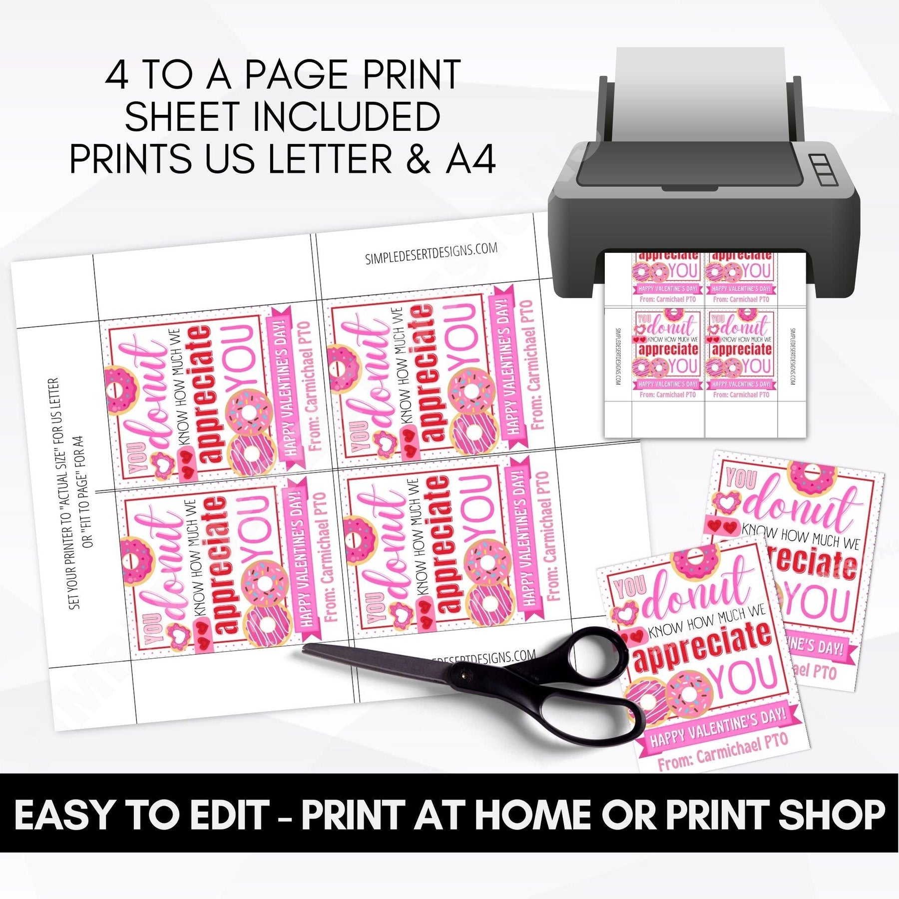 Donut Appreciation Tags Valentines Day – Simple Desert Designs