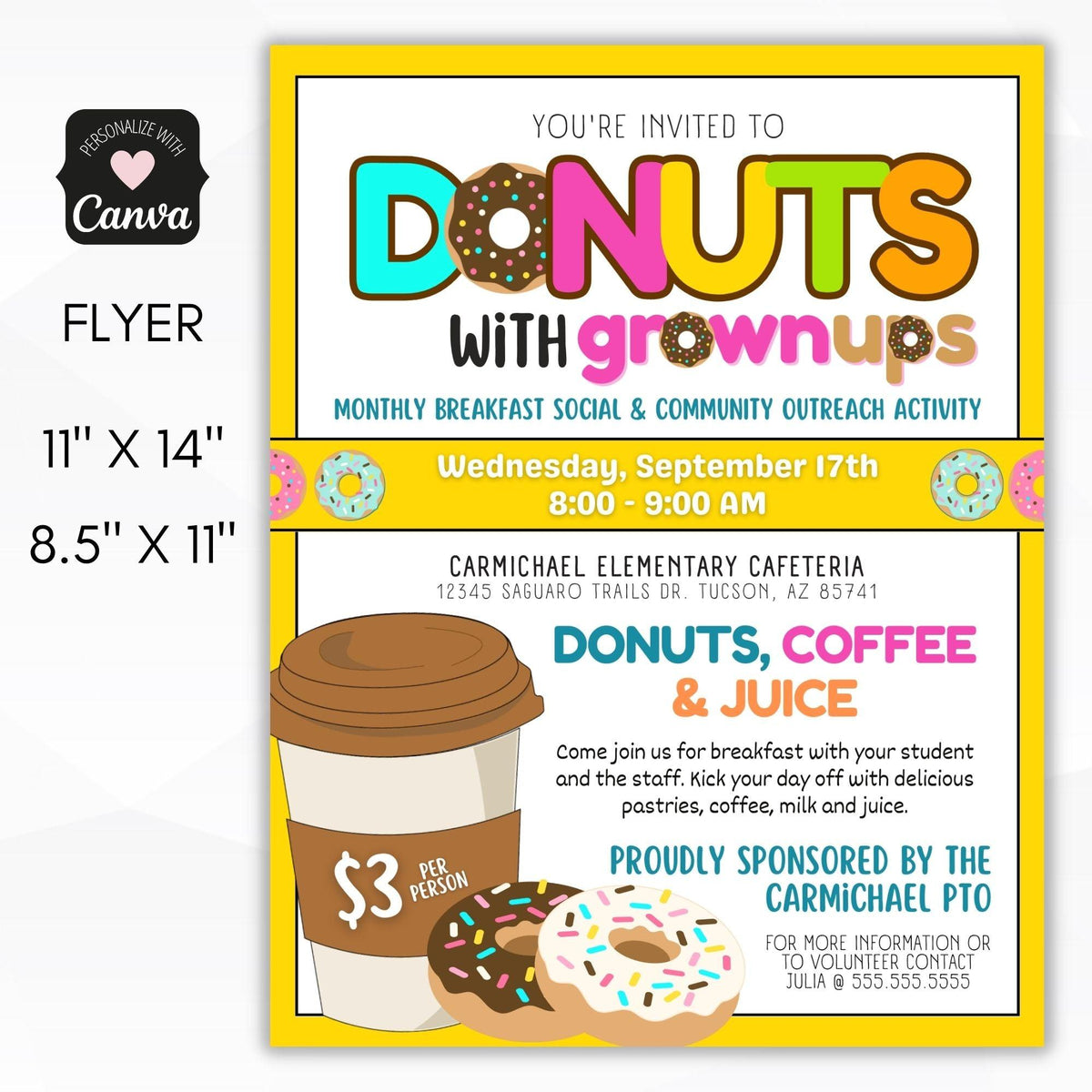 Editable Donuts with Grownups Flyer Set - Simple Desert Designs