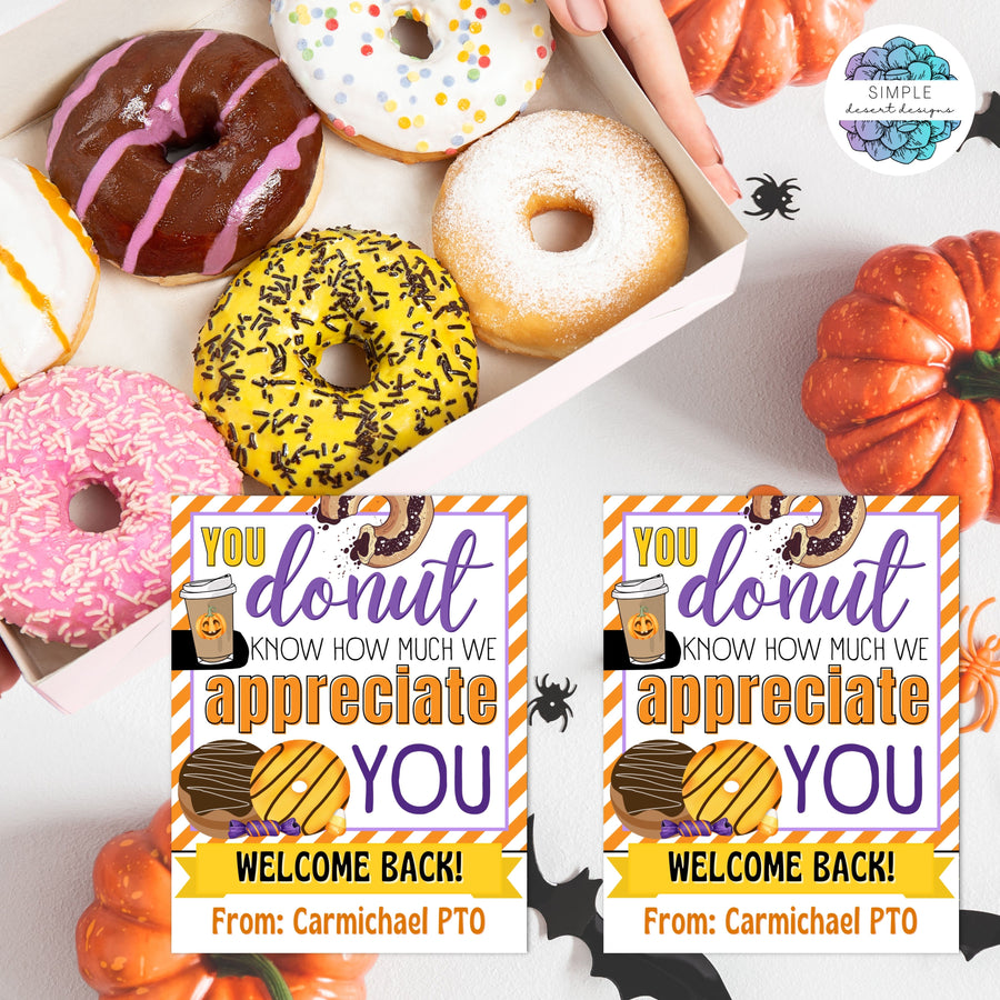 Donut Appreciation Tags Halloween – Simple Desert Designs