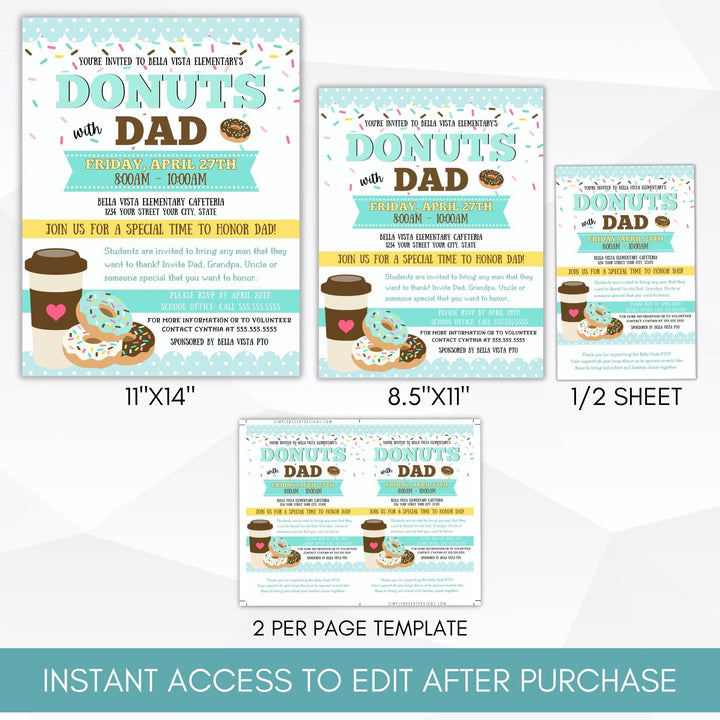 Donuts With Dad Invitation Flyer Set – Simple Desert Designs