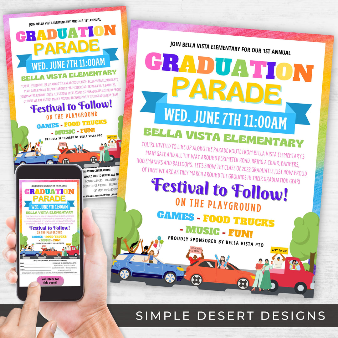 Drive Through Graduation Parade Flyers Set | Simple Desert Designs